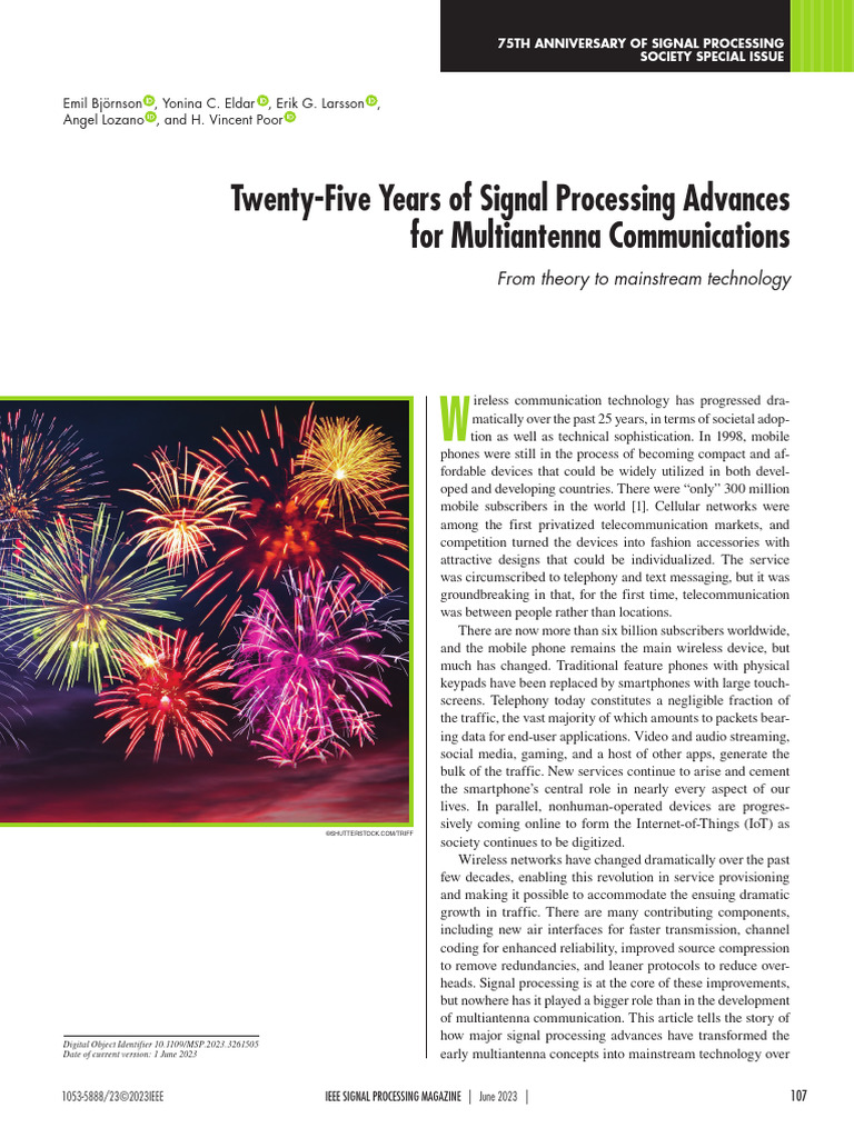 Twenty-Five Years of Signal Processing Advances For Multiantenna Communications From Theory To ...
