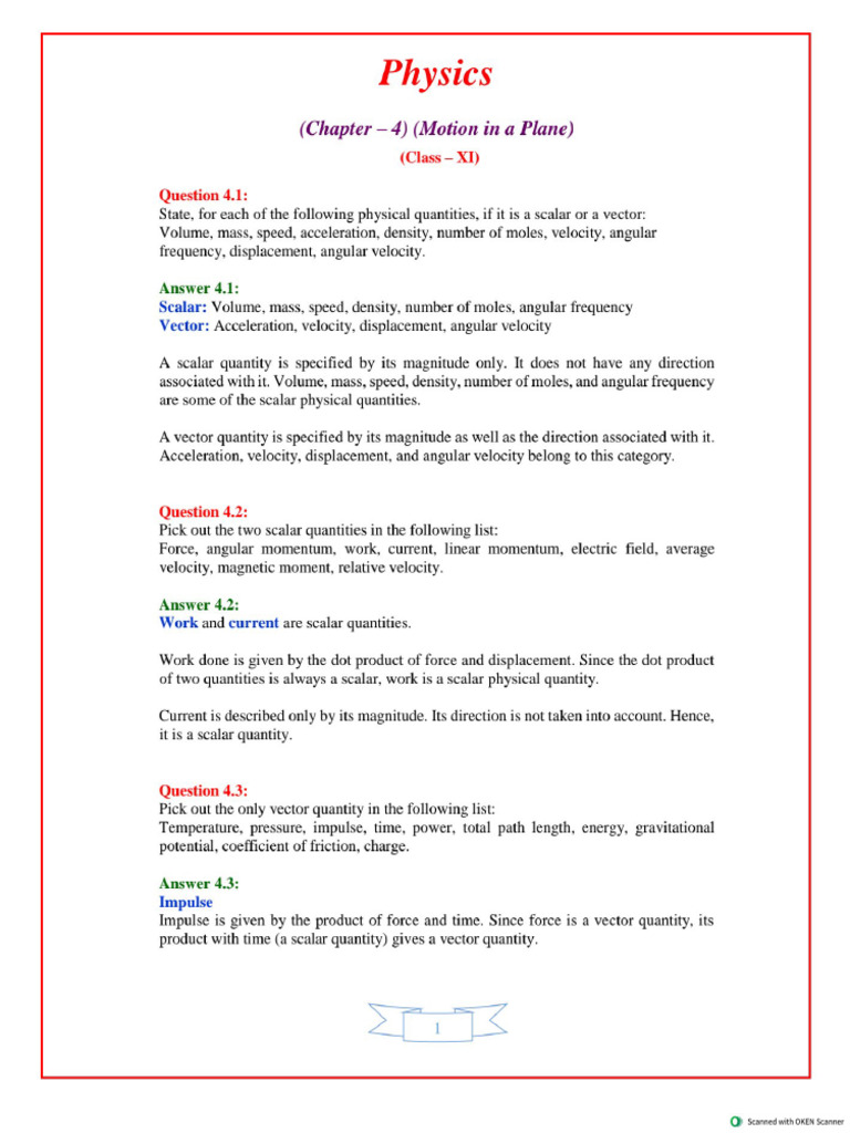 motion in a plane | PDF