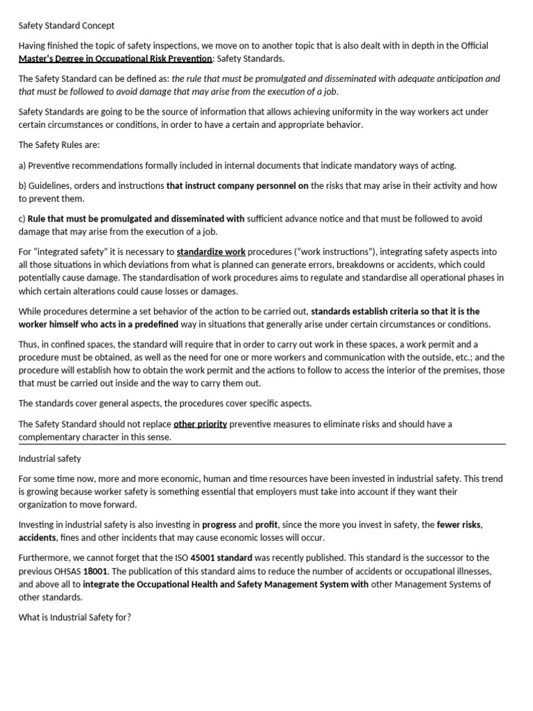 Concept of Safety Standard | PDF | Occupational Safety And Health | Risk