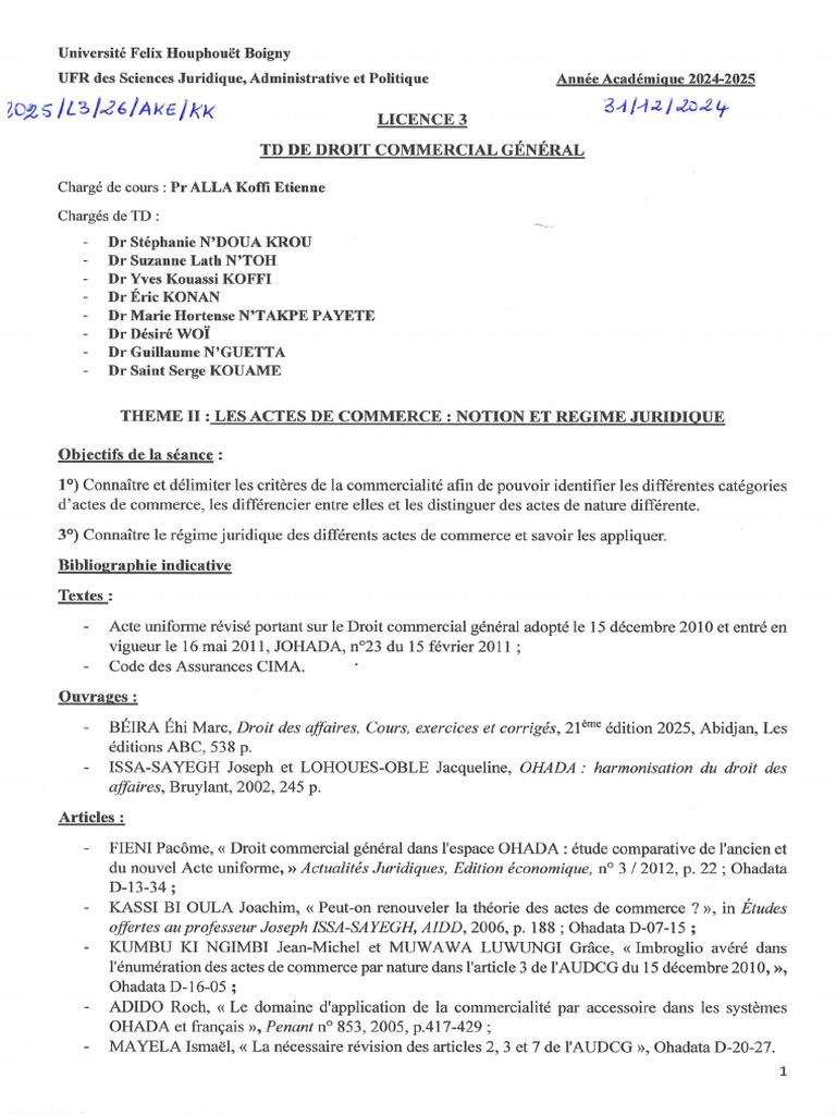 Droit Commercial Fiche 1 | PDF