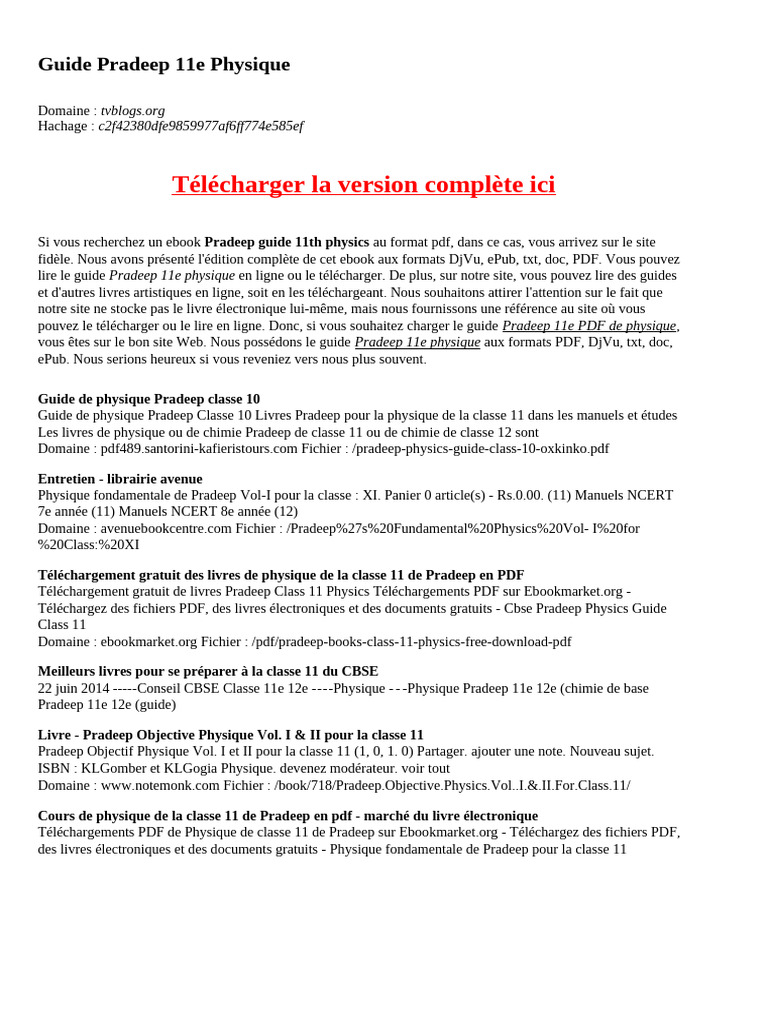 Guide Pradeep Physique 11e PDF Gratuit | PDF | Fichier informatique ...