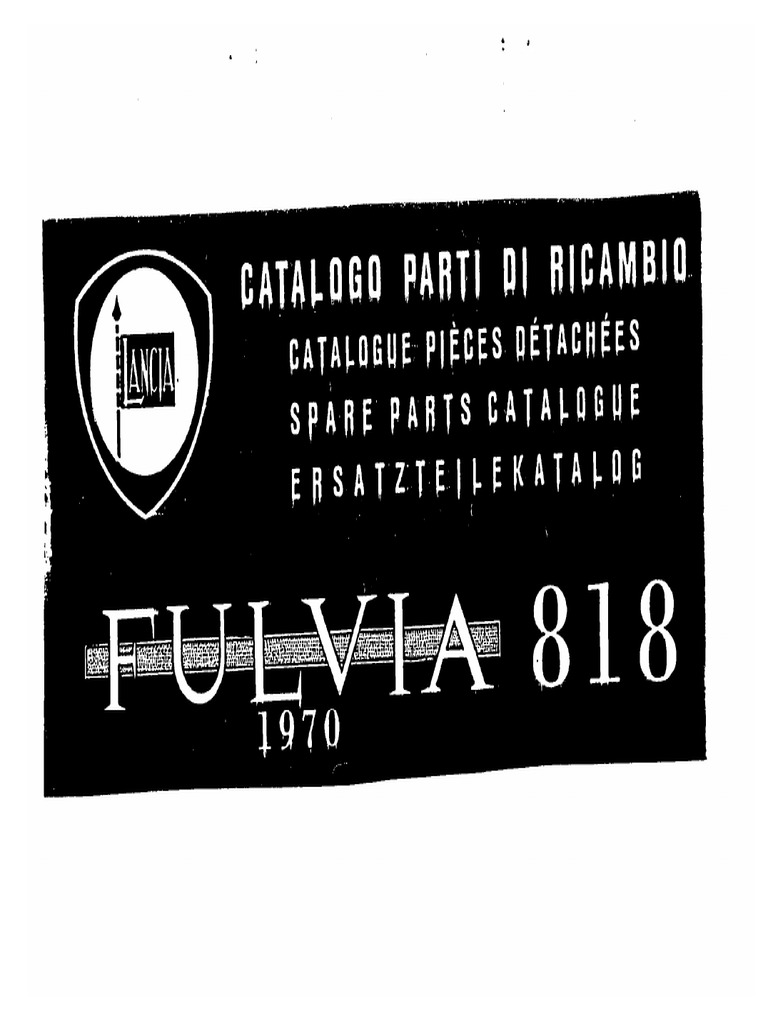 Catalogue Pieces Detachees Lancia Fulvia | PDF
