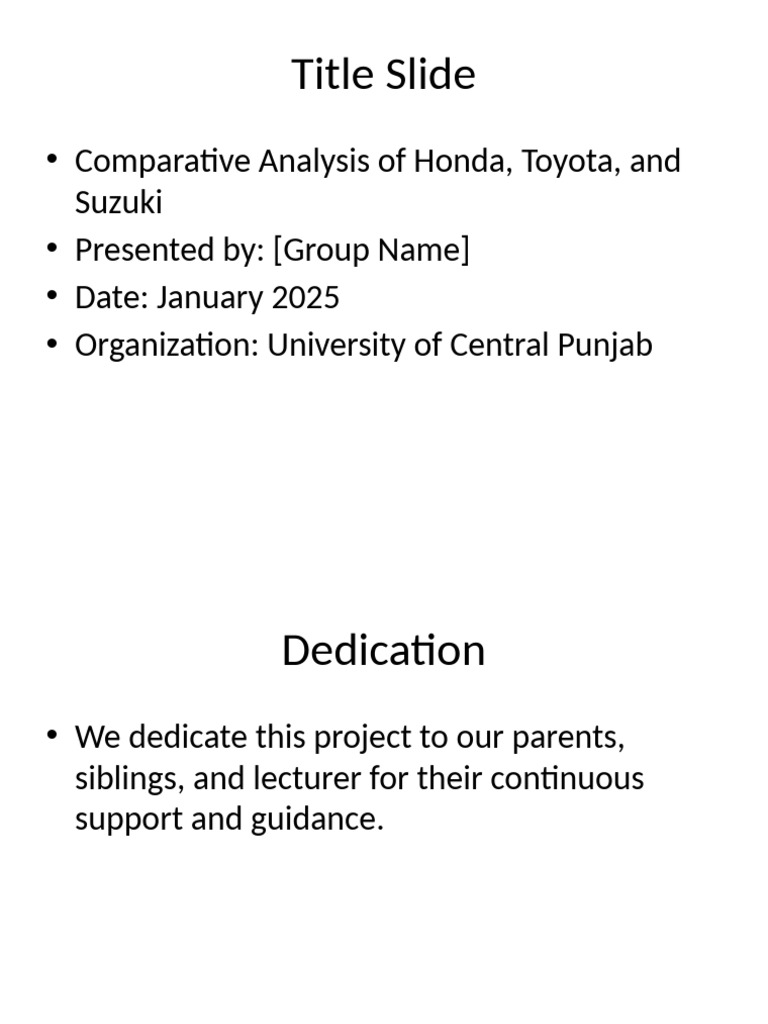 Expanded Comparative Analysis Presentation | PDF | Toyota | Honda