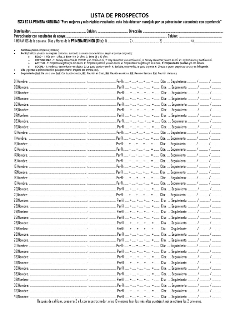 01 Resumen LISTA DE PROSPECTOS | PDF