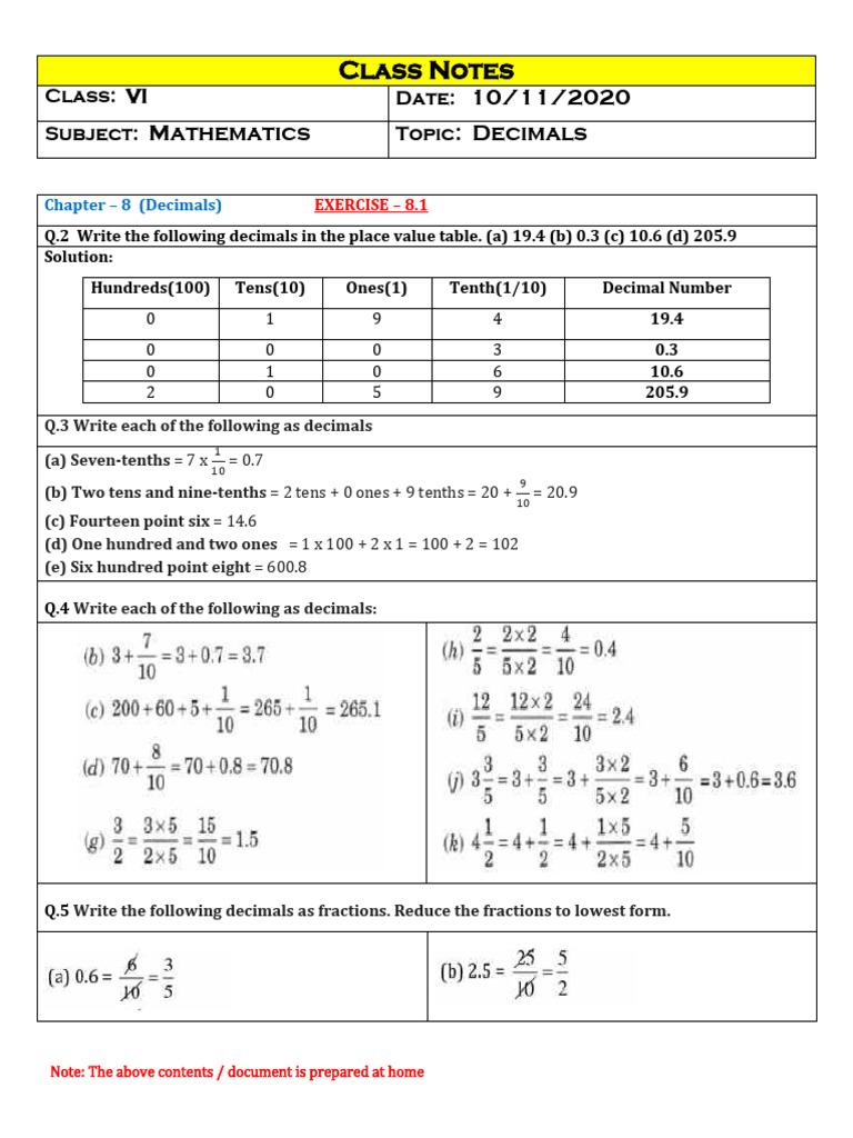 6-Maths (3) | PDF | Decimal | Numbers