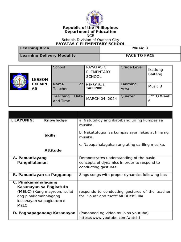 Music 3 Quarter 3 Week 6 | PDF