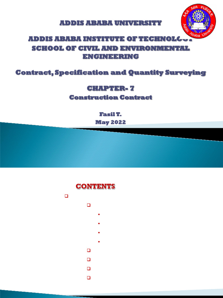 CHAPTER-7 Construction Contract | PDF | Business | Business Law