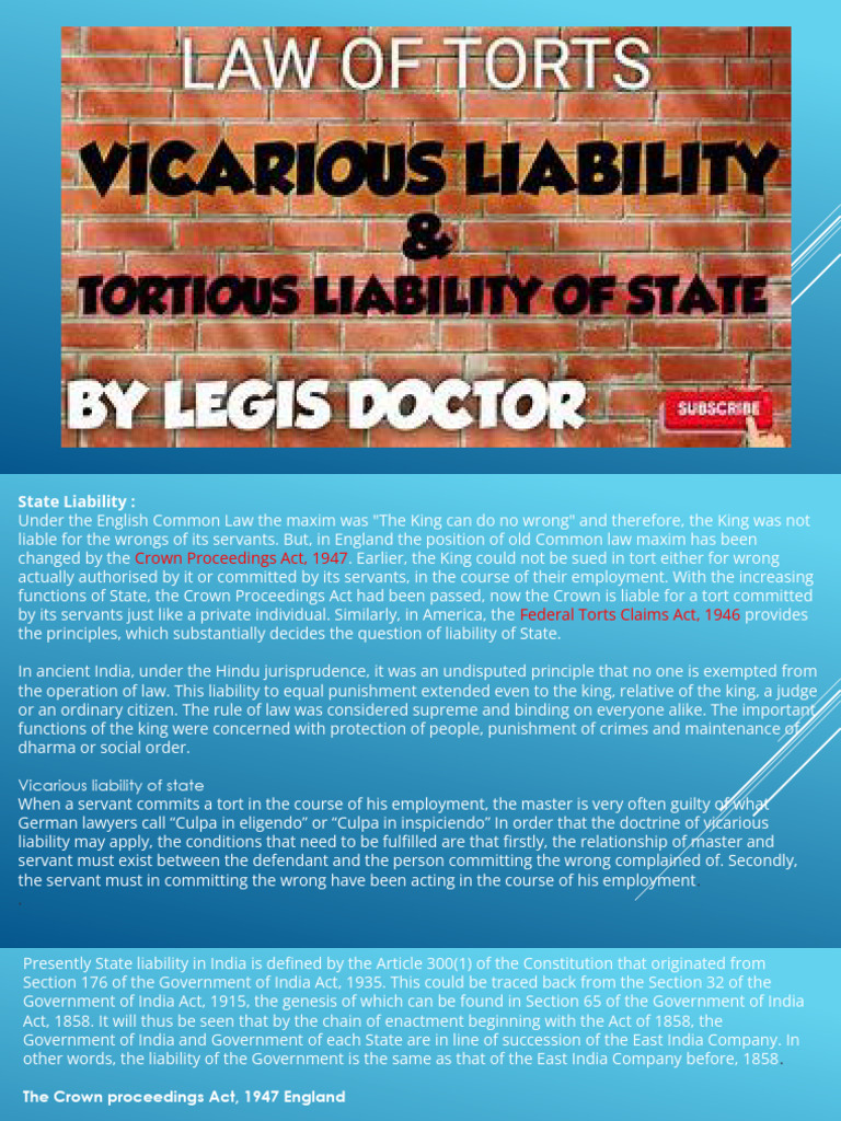 State Liability and Vicarious Liability | PDF | Tort | Legal Liability