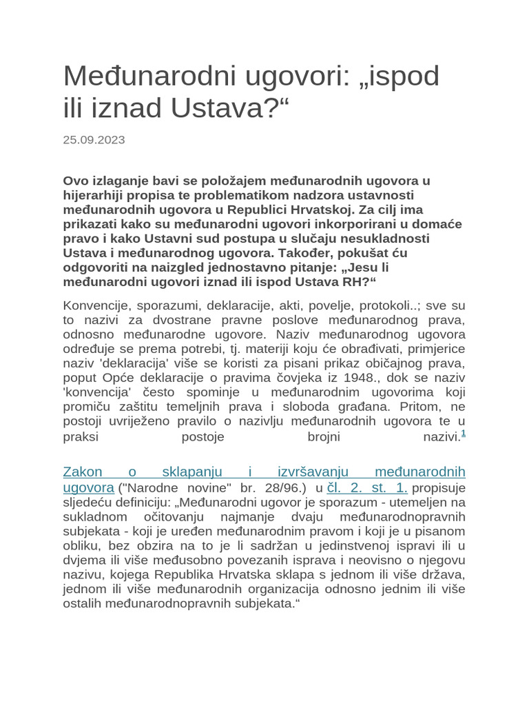 Međunarodni Ugovori | PDF