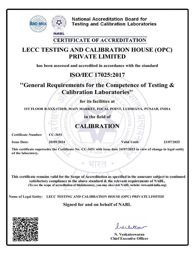 LECC - OPC-NABL Certificate | PDF