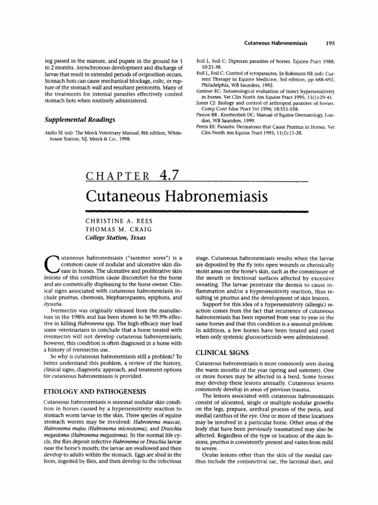 Cutaneous Habronemiasis | PDF | Staphylococcus | Medical Specialties