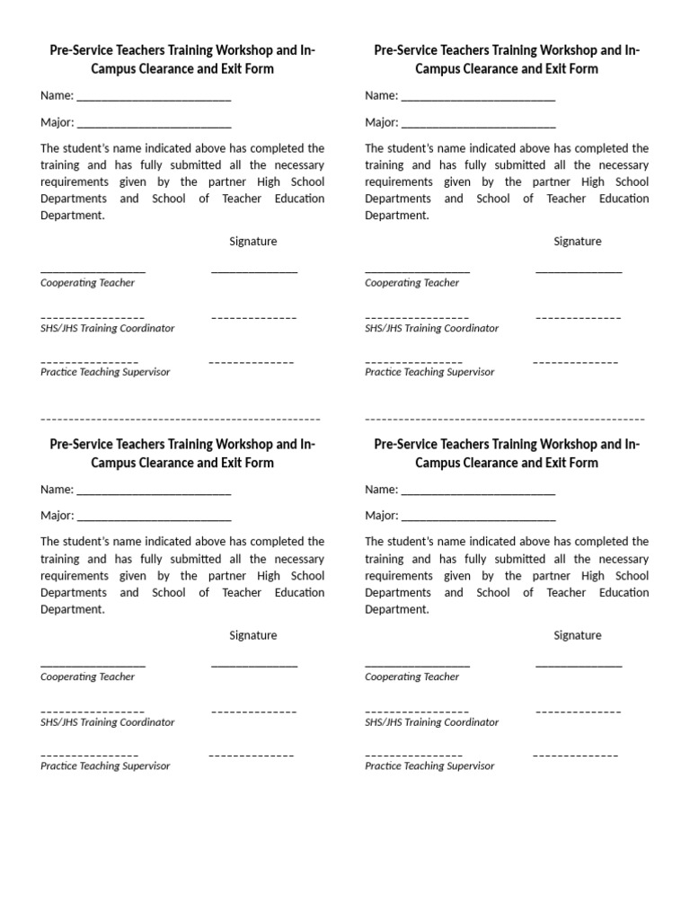 Pre-Service Teacher Training Form | PDF | Teaching | Behavior Modification