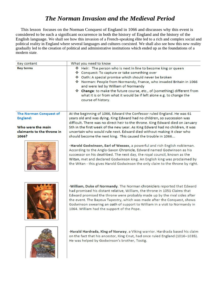 The Medieval Period and Norman Invasion - 104755 | PDF | Middle Ages