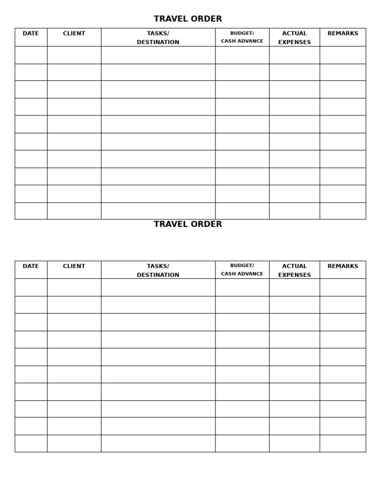 Travel Order Form | PDF