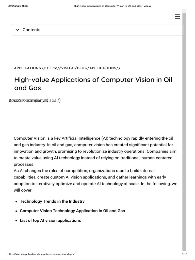 High-Value Applications of Computer Vision in Oil and Gas - Viso - Ai ...
