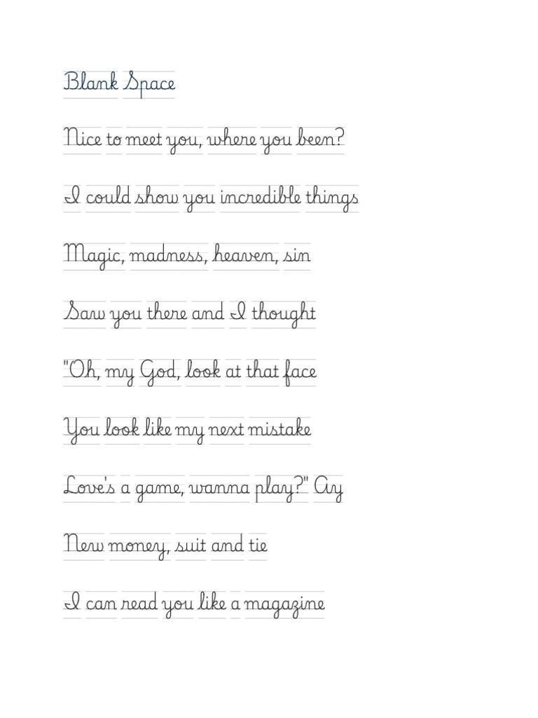Taylor Swift's "Blank Space" Lyrics Analysis | PDF