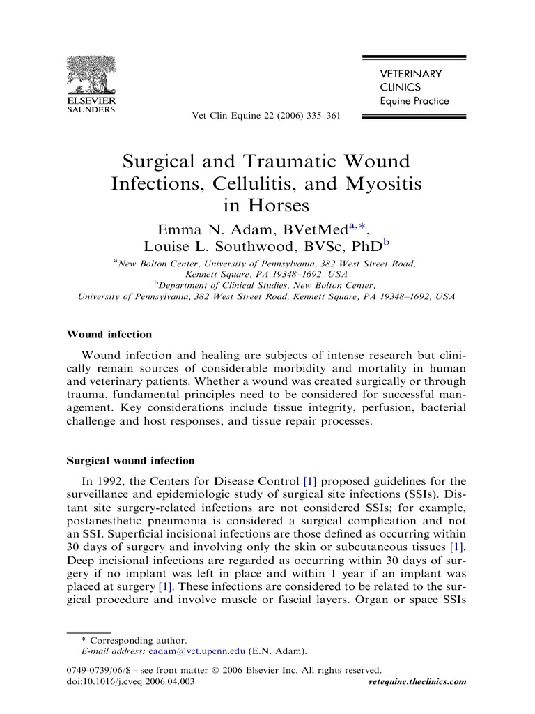 Surgical and Traumatic Wound Infections, Cellulitis and Myositis in ...