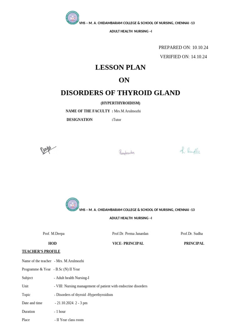 Hyperthyroidism Nursing Lesson Plan | PDF | Thyroid | Hyperthyroidism