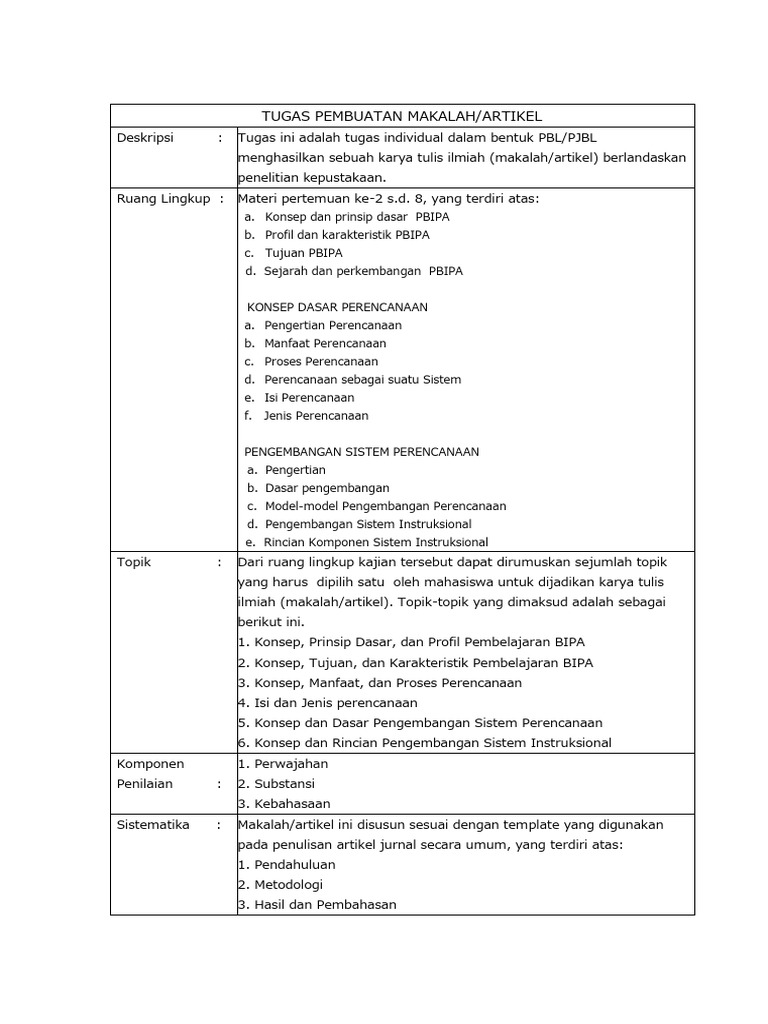 Struktur Tugas Pembuatan Makalah | PDF