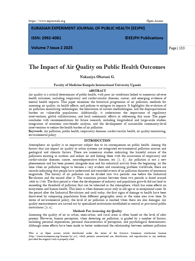 Air Quality's Impact on Public Health | PDF | Air Pollution | Chronic ...