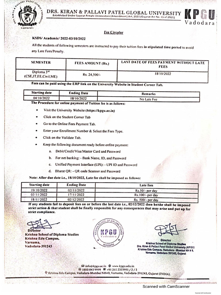 Fee Circular | PDF