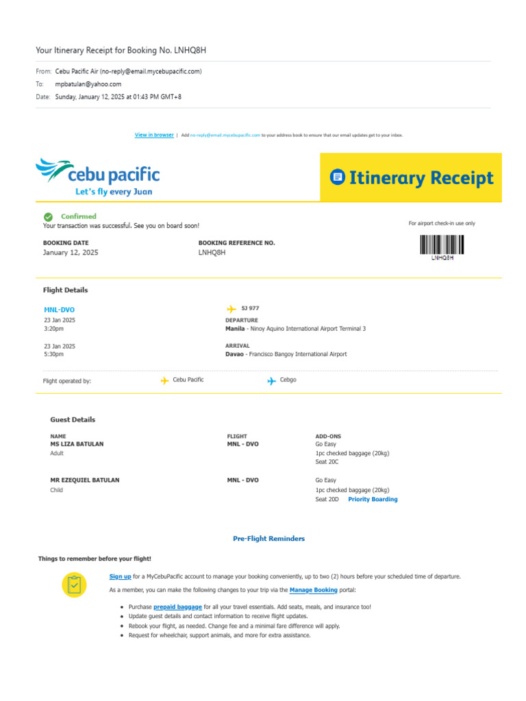 LIZA BATULAN_MNL TO DVO_LNHQ8H_1 | PDF | Aviation