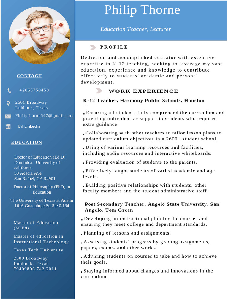 Resume For Education Trainer | PDF | Teachers | Behavior Modification