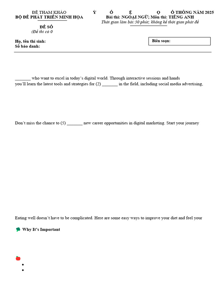 Ä á» 19 - PHÃ T TRIá» N MINH Há» A 2025 - MÃ N TIáº¾NG ANH | PDF | Artificial Intelligence ...