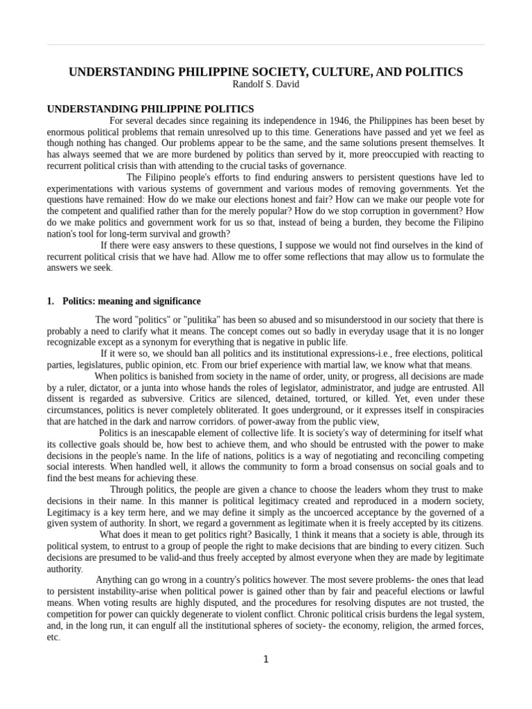 Philippine Politics: Challenges and Insights | PDF | Corazon Aquino ...