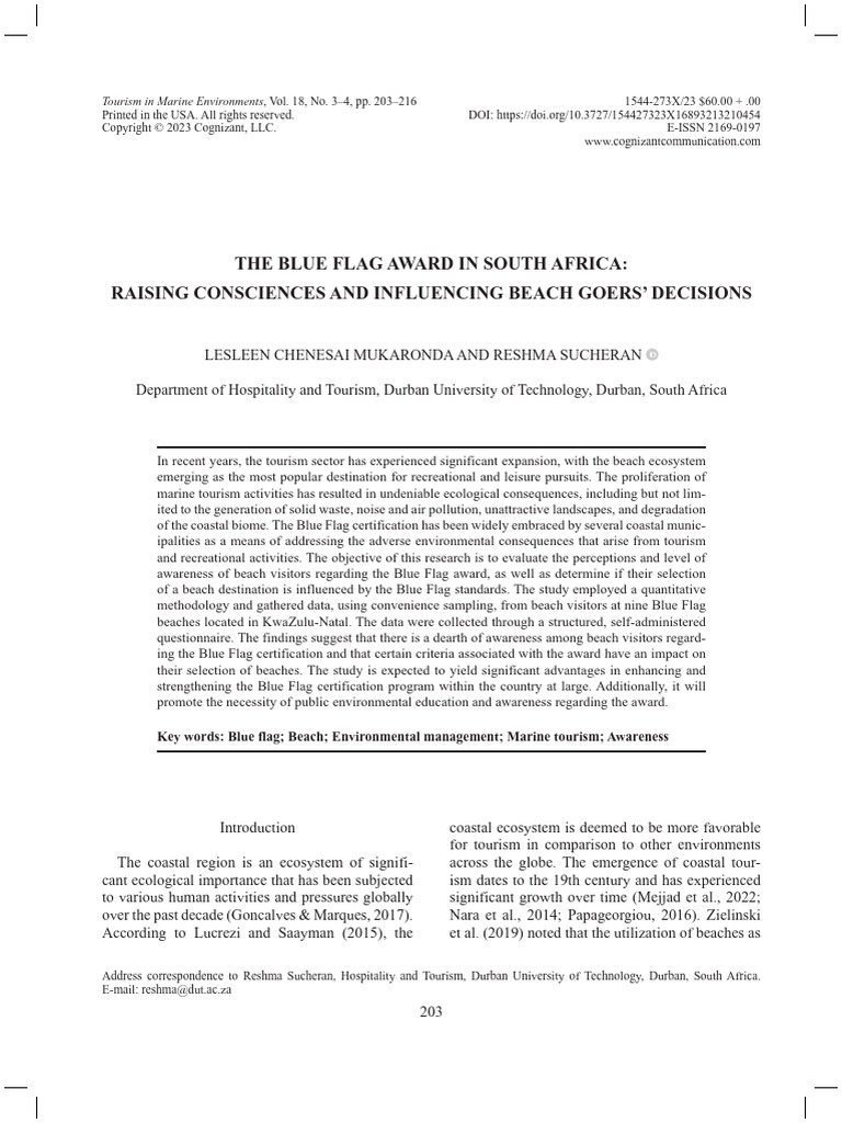 The Blue Flag Award in South Africa Raising Consciences and Influencing ...