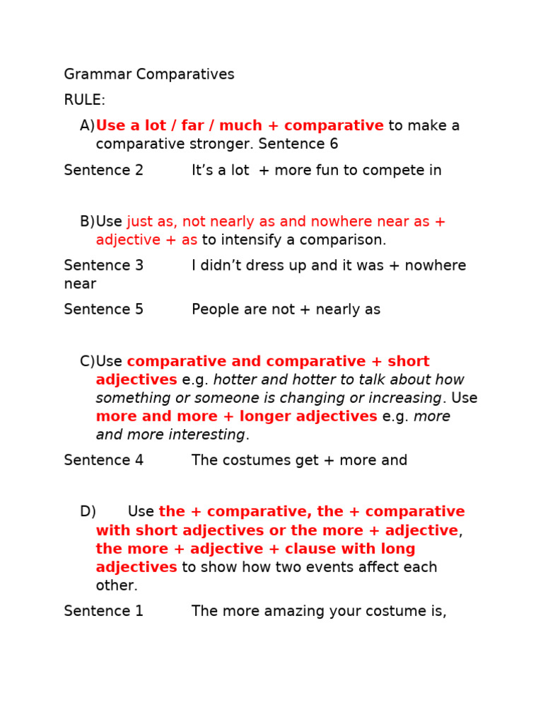 Grammar Comparatives | PDF