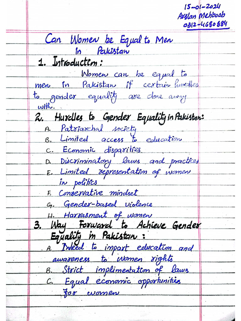Gender Equality Essay | PDF