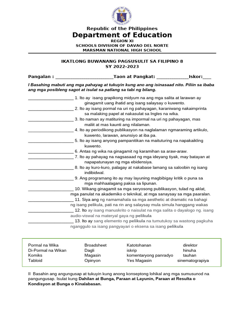 Filipino 8 | PDF