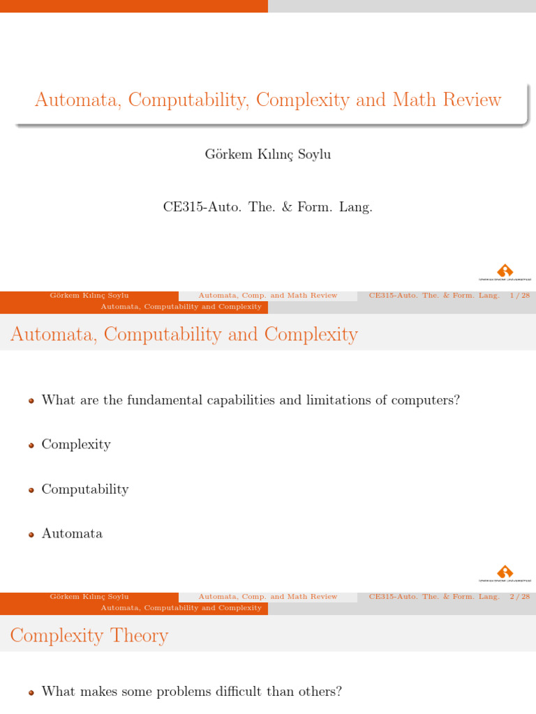 Slide2 AutomataMathReview | PDF | Mathematical Proof | Computational Complexity Theory
