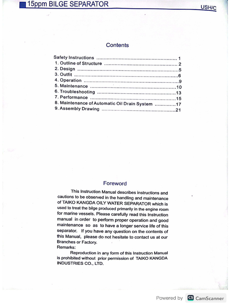 15 PPM Bilge Separator USH20 | PDF