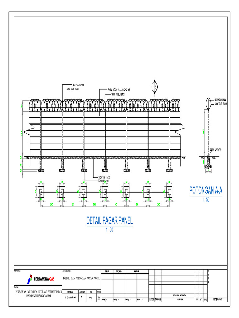 Detail Dan Potongan Pagar Arcon Skg Cambai | PDF