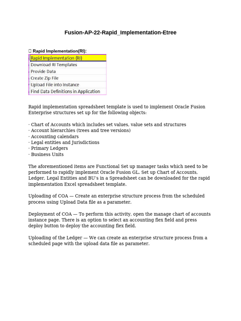 6 Fusion GL 22 Rapid Implementation Etree | PDF | Spreadsheet | Information Technology