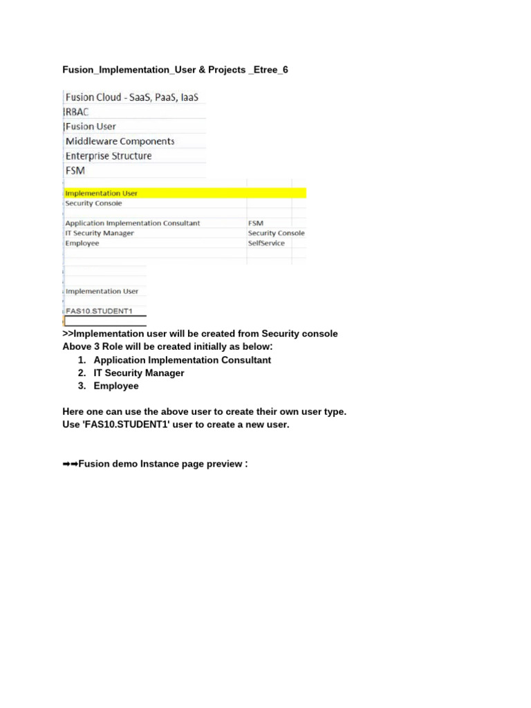 2 Fusion-6-Create Implementation Project & User Role-Etree - Can Directly Start From Here | PDF ...