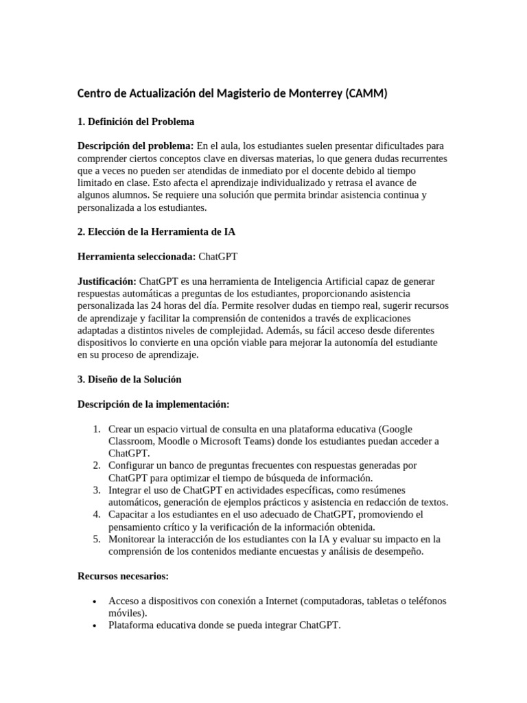 CAMM Sesion 10 Formato Entrega | PDF | Enseñando | Inteligencia artificial