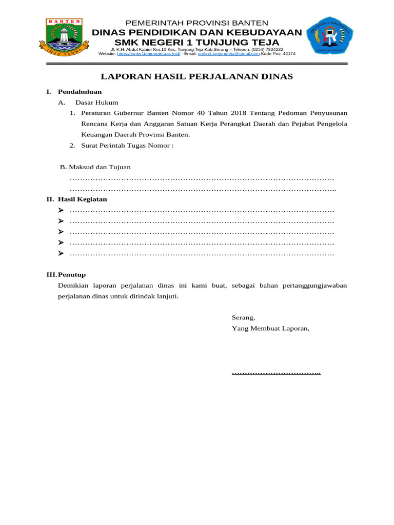 Contoh Laporan SPPD PNS Dan Non PNS | PDF