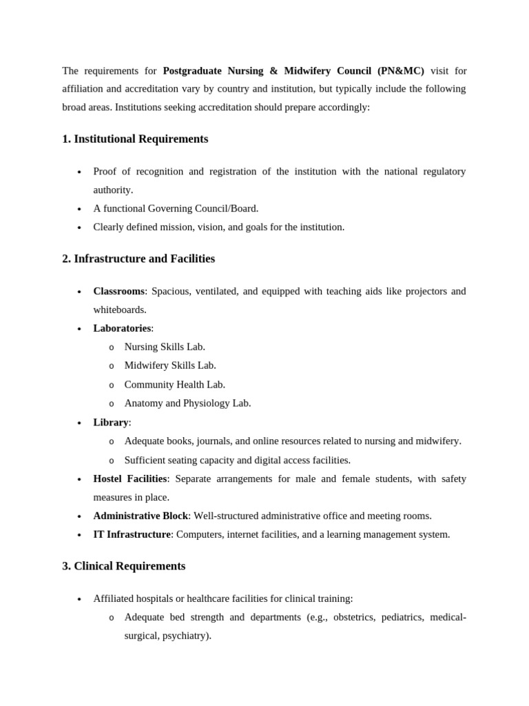 The Requirements For Postgraduate Nursing | PDF | Nursing | Policy