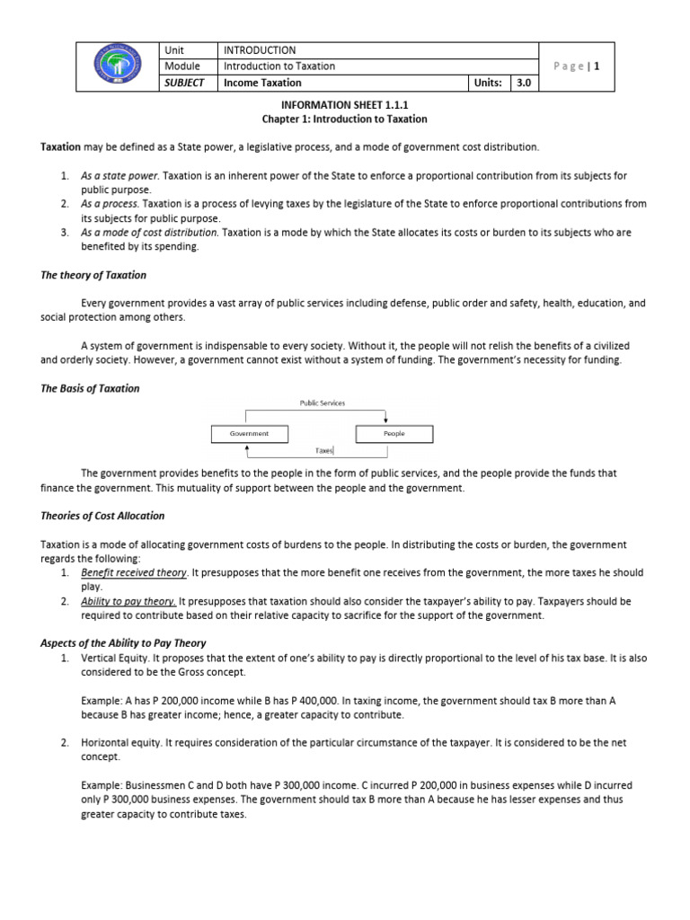 Income Taxation Module 1-1 | PDF | Taxes | Income Tax