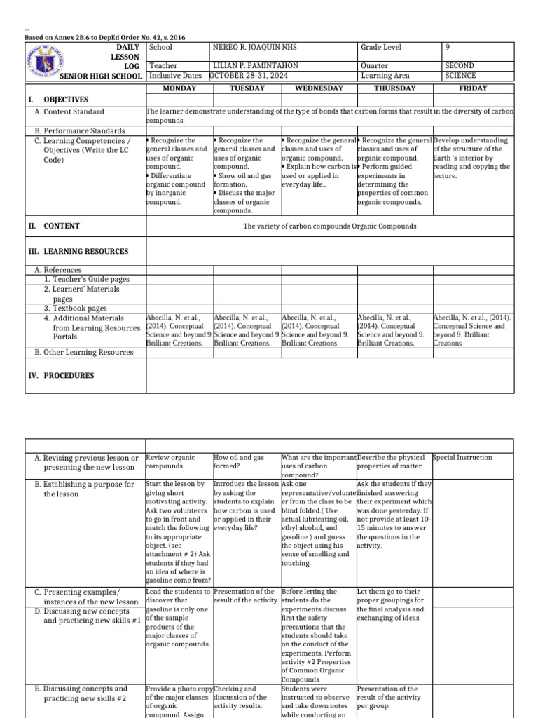 DLL Science 9 Q2W5 | PDF | Organic Compounds | Gasoline