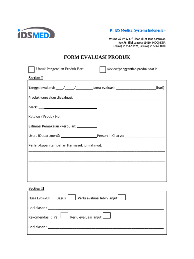 Form Evaluasi Trial | PDF