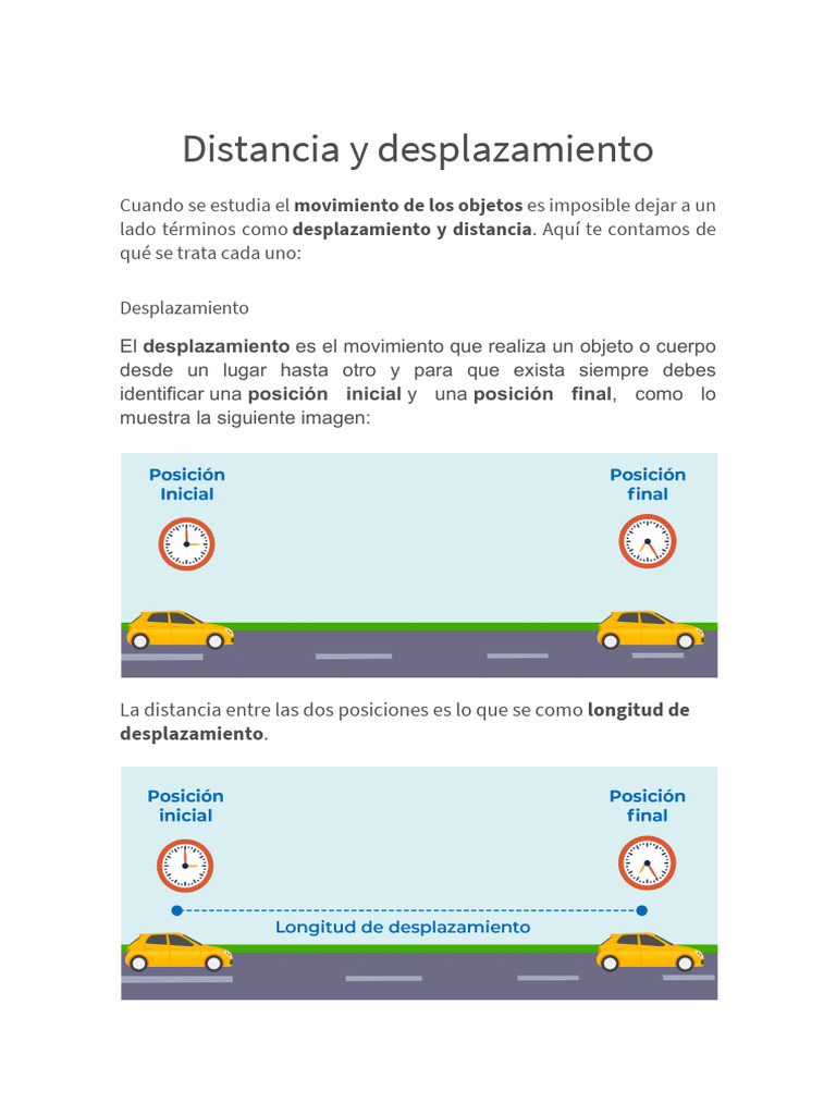 Distancia vs Desplazamiento: Definiciones y Ejemplos | PDF