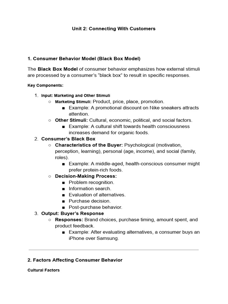 Unit 2 - Connecting With Customers | PDF | Consumer Behaviour | Behavior