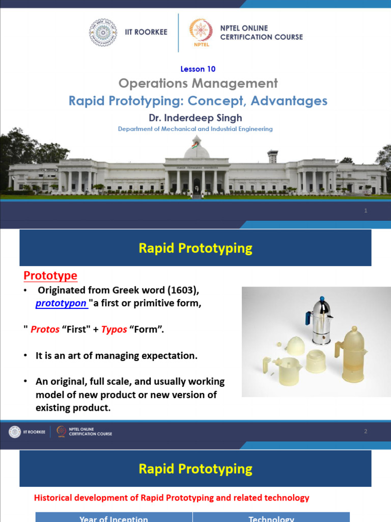 Lecture 10 Rapid Prototyping Concept, Advantages | PDF | Computer Aided Design | Prototype