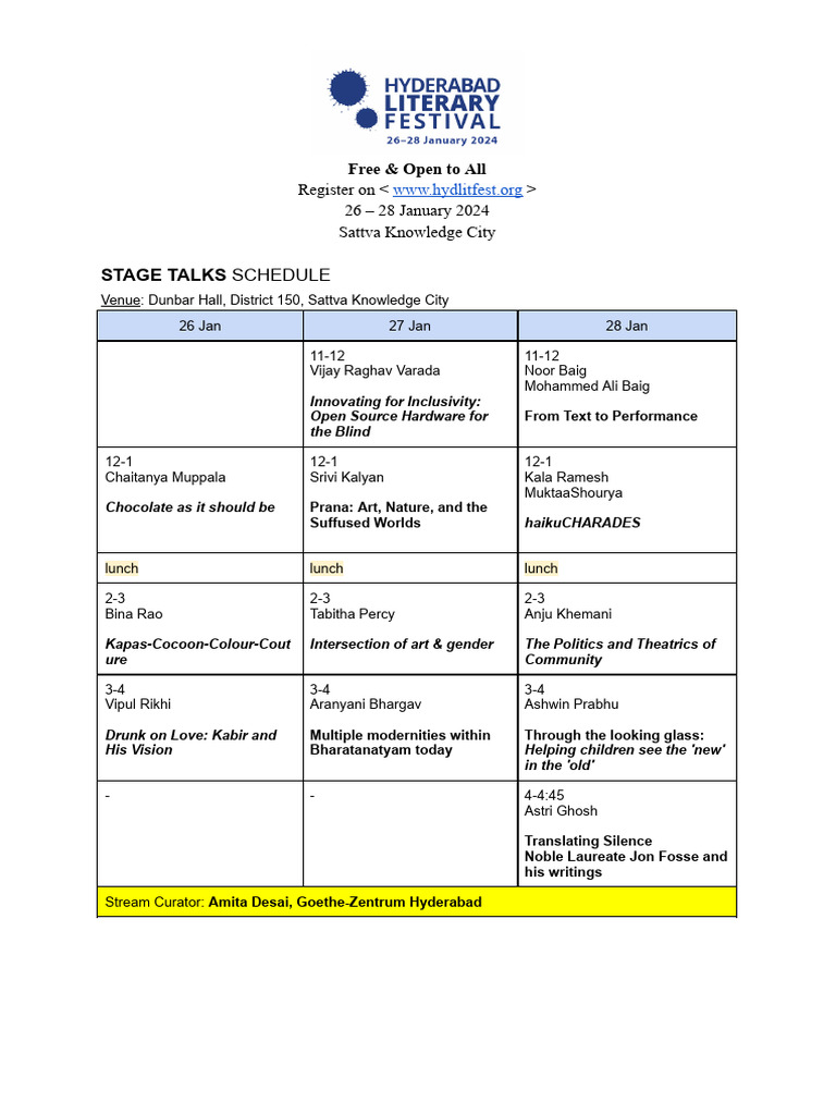 Stage Talks Schedule | PDF