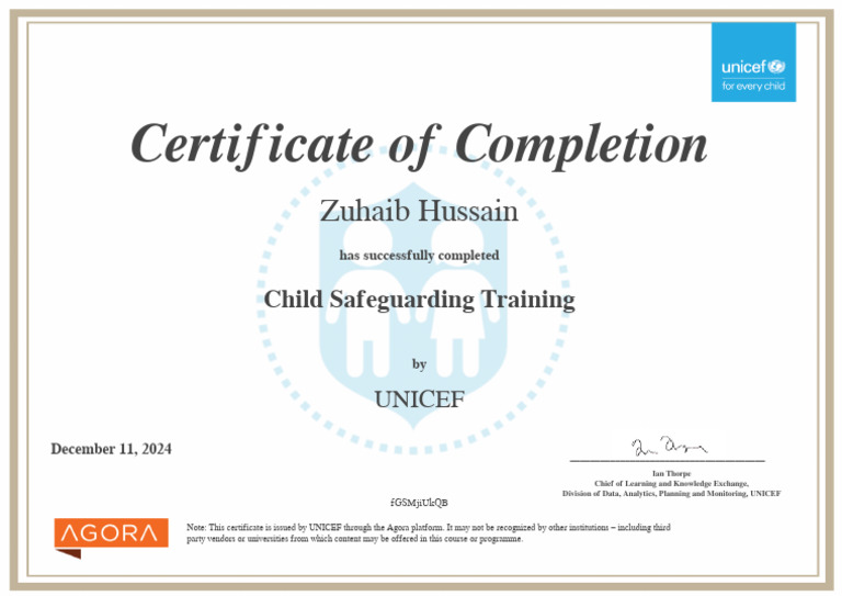 Child Safeguarding Training - Completion Certificate - Child ...