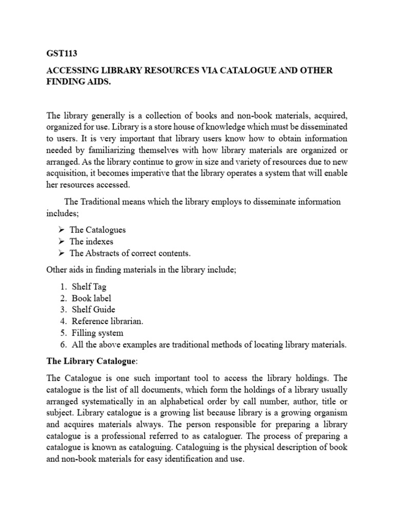 Accessing Library Resources Guide | PDF | Libraries | Abstract (Summary)